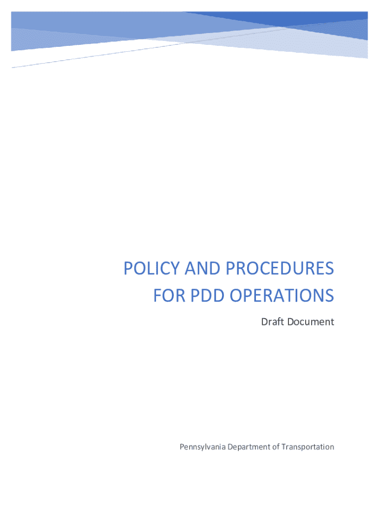 Fillable Online Policy and Procedures for PDD Operations. Draft ...