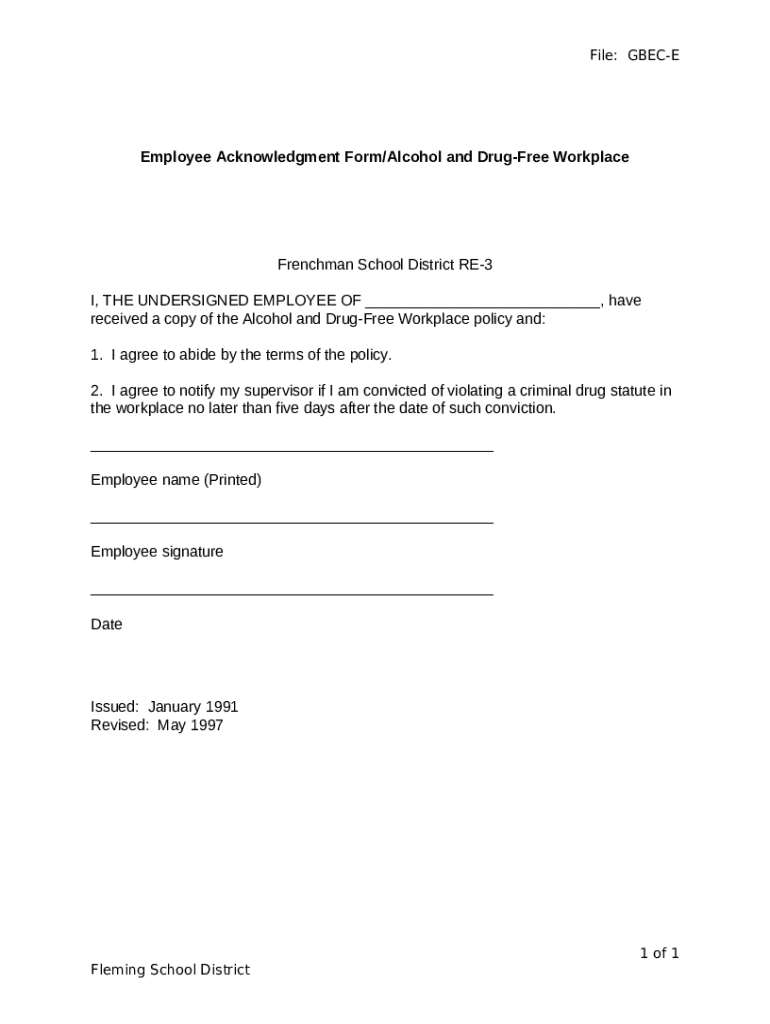 Alcohol and Drug-Free Workplace Doc Template | pdfFiller