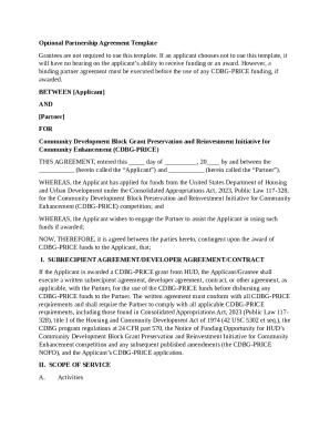Optional template for Partnership Agreement - HUD Doc Template | pdfFiller