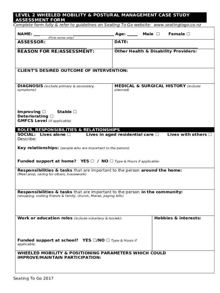 Wheeled Mobility & Posture Management Assessment Doc Template | pdfFiller