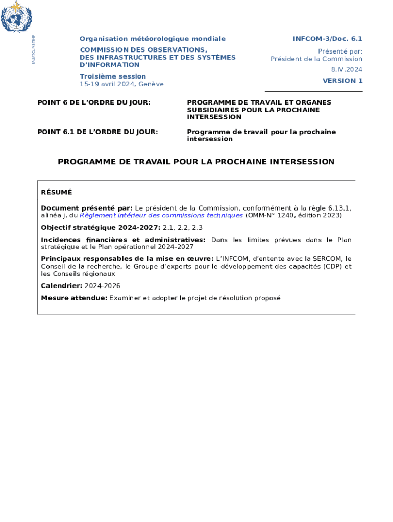 projet de rsolution - WMO Document Template Doc Template | pdfFiller