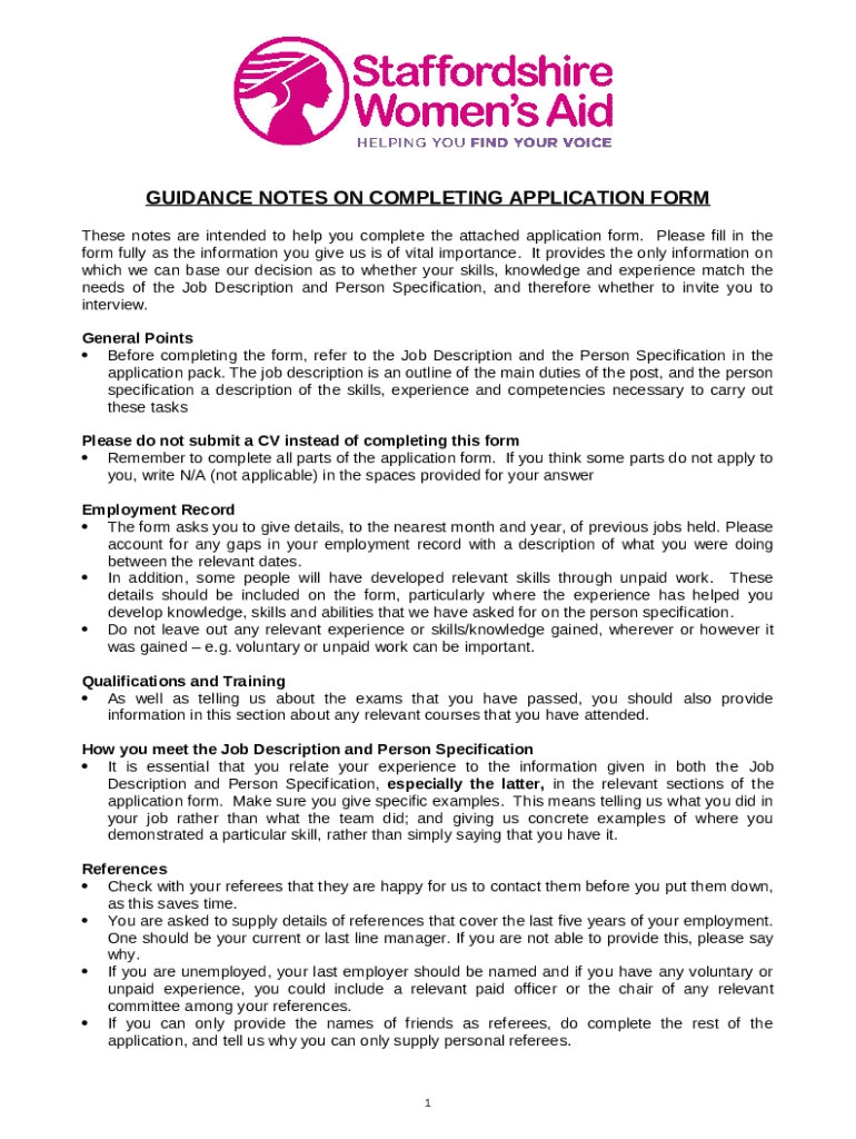 Completing the Application Guidance Doc Template | pdfFiller
