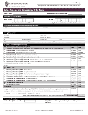 Fillable Online Online Training and Competency Order Form Fax Email ...