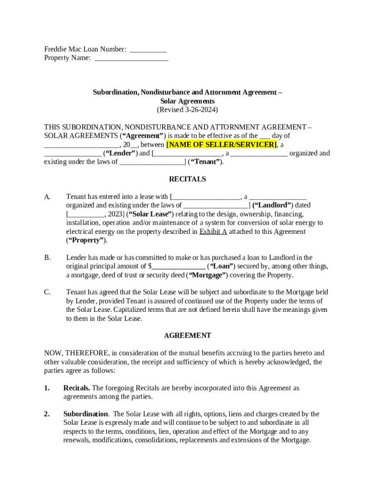 Subordination, Nondisturbance and Attornment Agreement - Doc Template ...