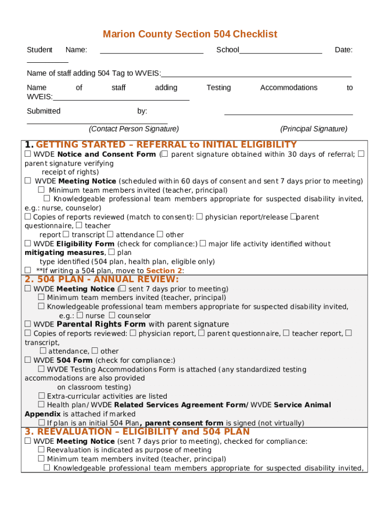 SECTION 504 PLAN: WV Measures of Academic Progress ... Doc Template ...