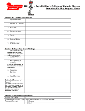 ANNEX B - Royal Military College of Canada Messes Doc Template | pdfFiller