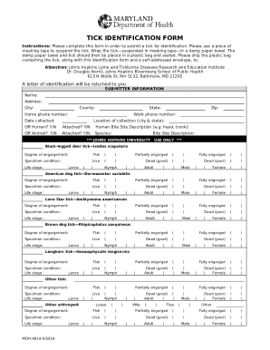 Tick Specimen Identification Doc Template | pdfFiller