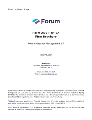 Fillable Online Item 1: Cover Page Form ADV Part 2AFirm Brochure Dated ...