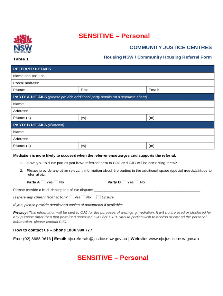 -referral-housing-NSW-community-housing Doc Template | pdfFiller