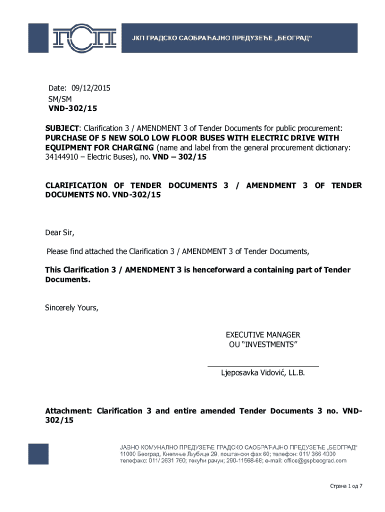 Fillable Online Clarification 3 / AMENDMENT 3 of Tender Documents for ... Fax Email Print ...