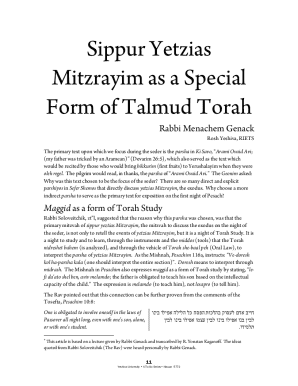 Fillable Online Sippur Yetzias Mitzrayim as a Special Form of Talmud ...
