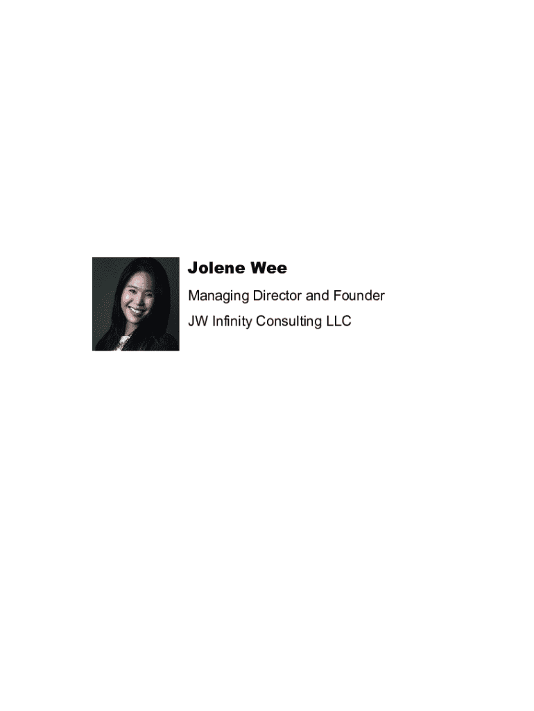 Fillable Online Jolene Wee - Managing Director and Founder JW Infinity ...