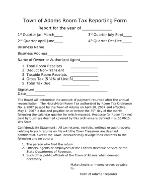 Room Tax Reporting Doc Template | pdfFiller
