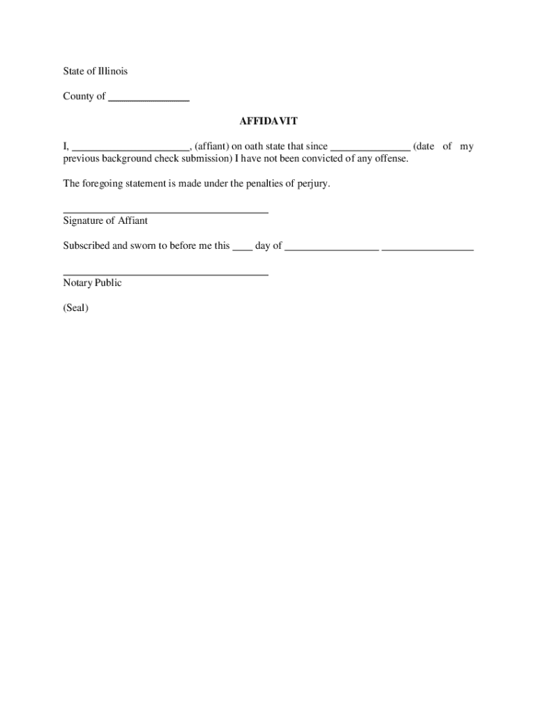 Fillable Online Affidavit re No Subsequent Conviction Form.pdf Fax Email Print - pdfFiller