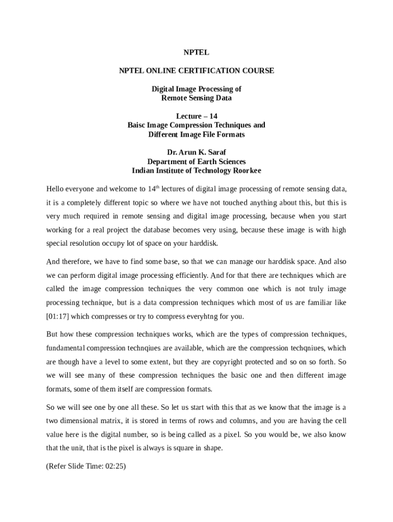 Fillable Online Remote Sensing and Digital Image Processing of Satellite ... Fax Email Print ...