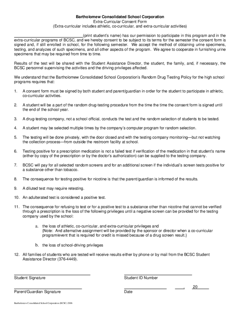 Fillable Online BCSC Extra-Curricular Consent Form. ... Fax Email Print ...