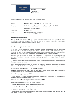 Completable En línea Personal Data Protection. Consent form. - tel Fax ...