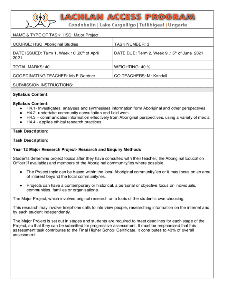 Fillable Online Sample Assessment Schedule - Aboriginal Studies Year 12 ...