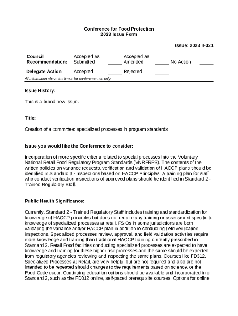 Incorporation of more specific criteria related to special processes ...