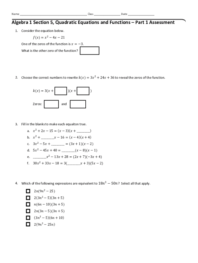Fillable Online How to Find the Zeros of a Quadratic Function Given Its ...