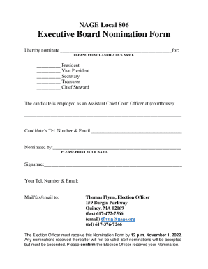 Fillable Online NAGE R1-168 NOMINATION FORM Fax Email Print - pdfFiller