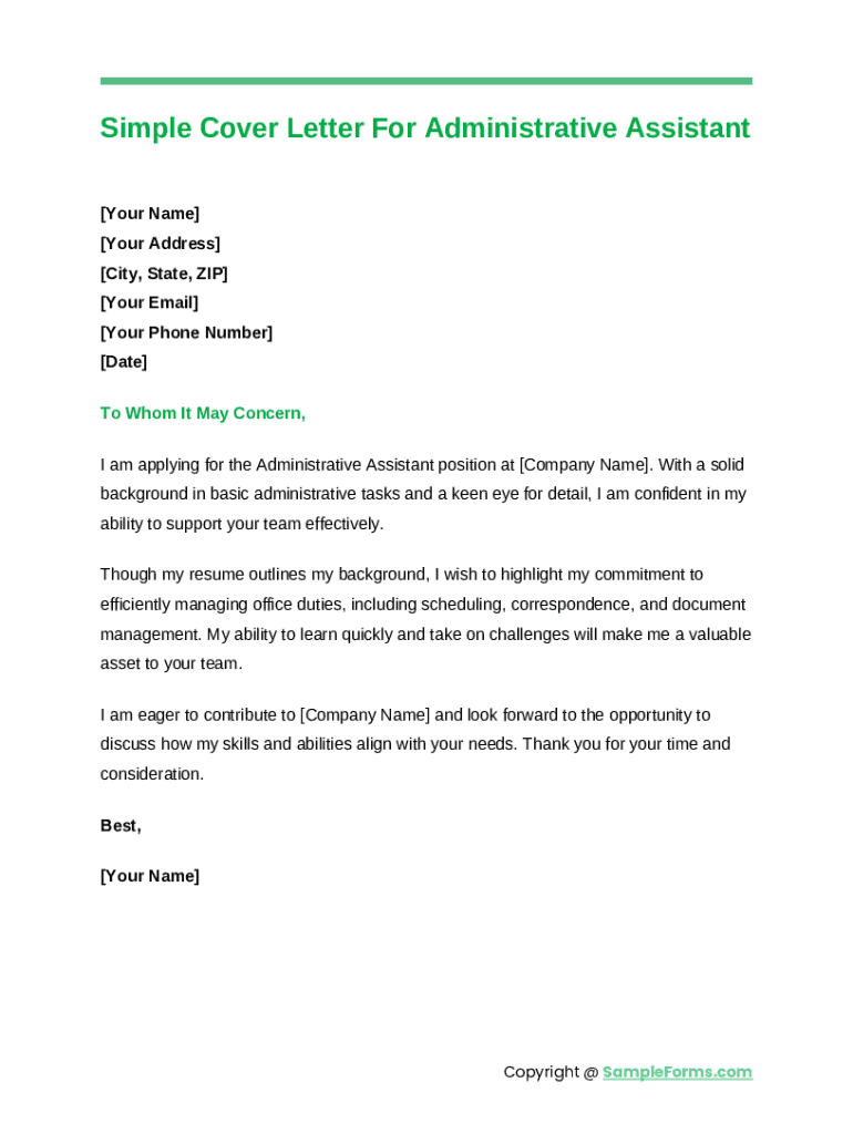 FREE 11+ Administrative Assistant Cover Letter Sample, ... Doc Template ...