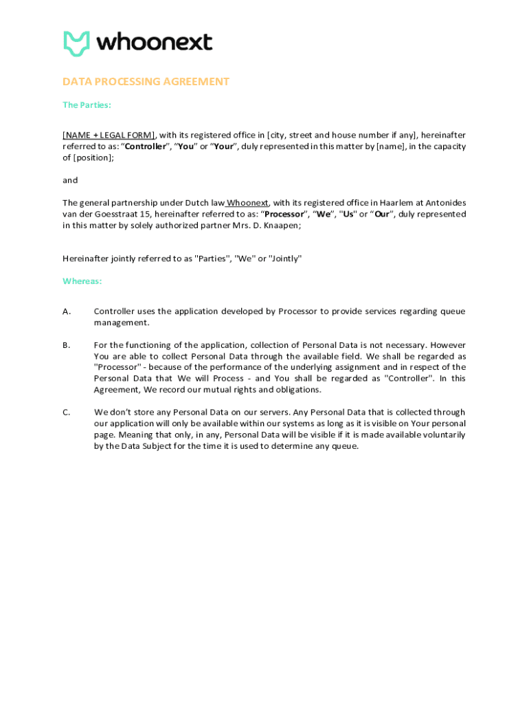 Fillable Online Terms And Conditions & Data Processing Agreement Fax Email Print - pdfFiller