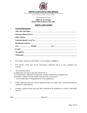 Fillable Online culture govmu Final Application Form Highway Art ...