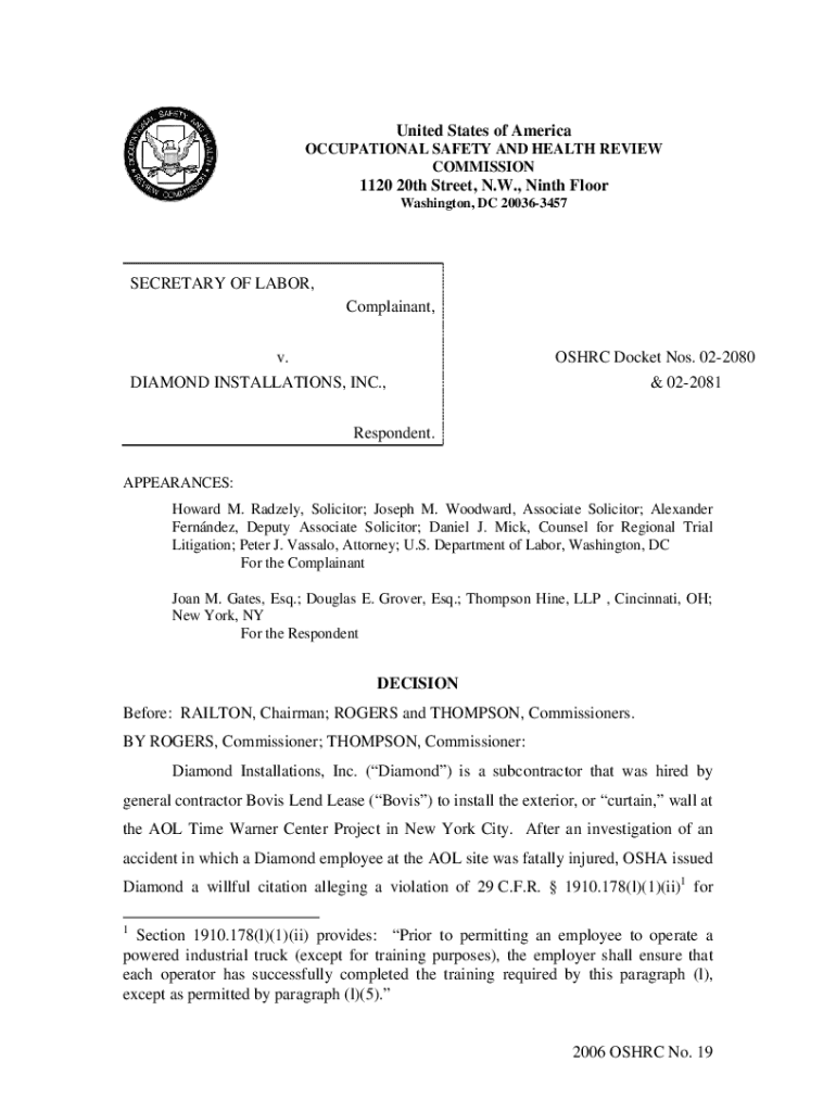 Fillable Online Occupational Safety And Health Review Commission ...
