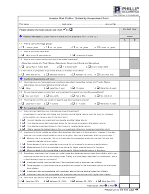Fillable Online Investor Risk Profile / Suitability Assessment Form Fax ...