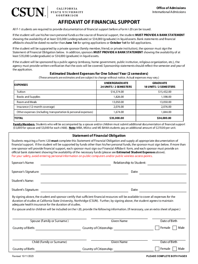 Affidavit financial support: Fill out & sign online | DocHub