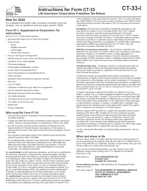 Fillable Online Instructions for Form CT-33 Life Insurance Corporation ...