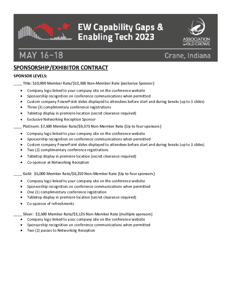 Fillable Online Sponsorship recognition on conference communications ...