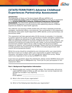 STATE/TERRITORY Adverse Childhood Experiences Partnership Assessment ...