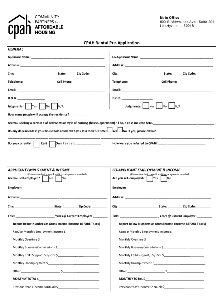 Fillable Online COMMUNITY PARTNERS FOR AFFORDABLE HOUSING ... Fax Email ...