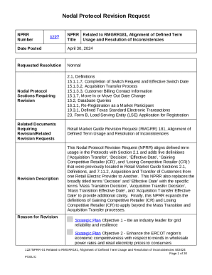 NPRR COMPLIANCE FOR ERCOT ENTITIES Doc Template | pdfFiller