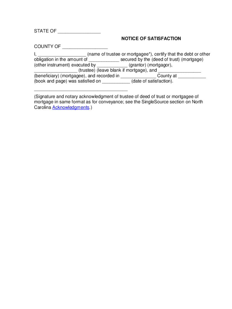 Fillable Online 47462 Certificate Of Satisfaction Of Deed Of Trust 6122