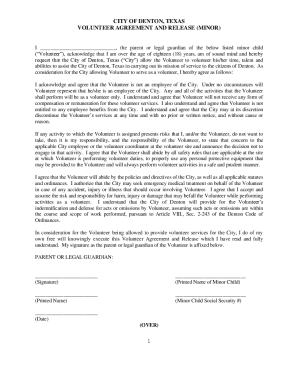 Fillable Online Minor Volunteer Parental Consent Form Photo Fax Email ...