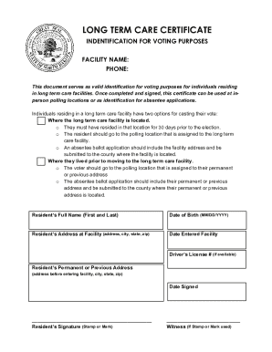 Fillable Online LONG TERM CARE CERTIFICATE Fax Email Print - pdfFiller