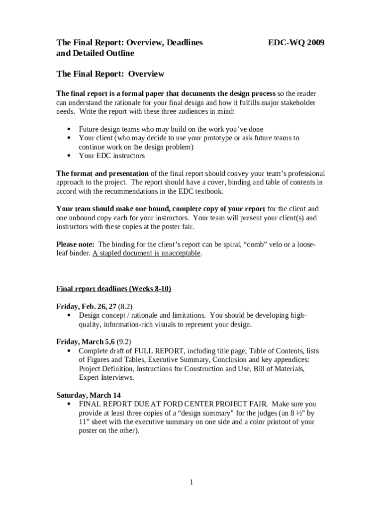 Structure and Content of the Final ReportDr. Lisa G. Bullard Doc ...