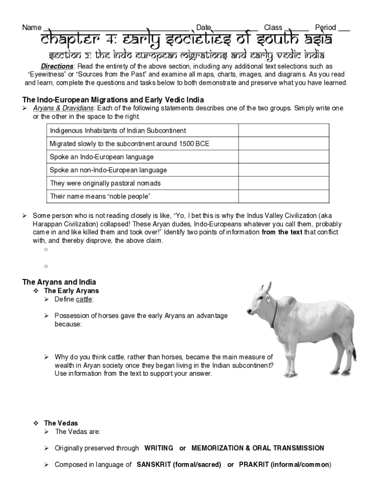 Fillable Online Early Societies in Southwest Asia and the Indo-European ...