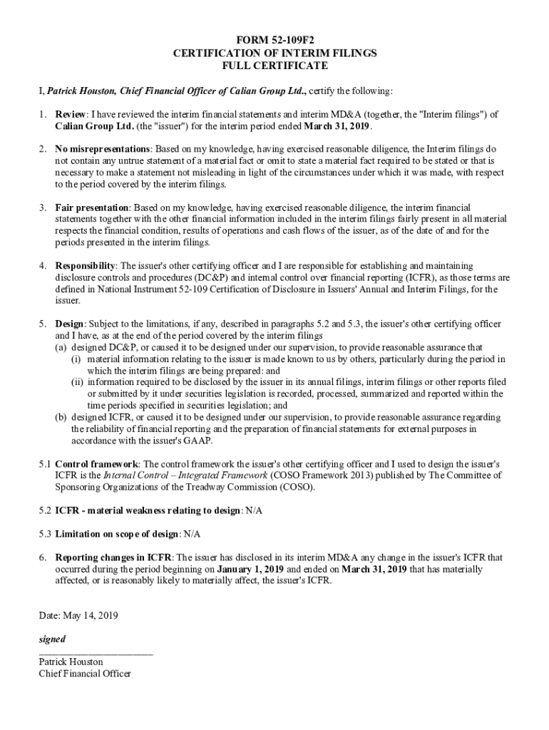 Fillable Online Patrick Houston - CFO & Corporate Secretary at Calian ...