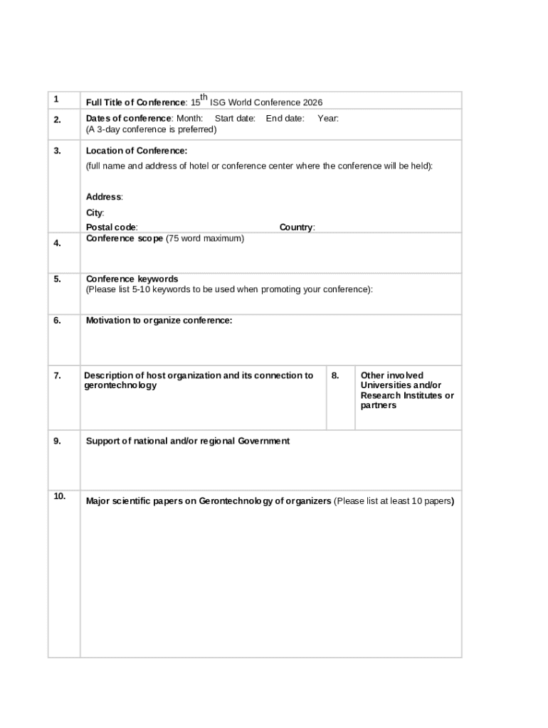 ISG Conference Application (1) Doc Template | pdfFiller