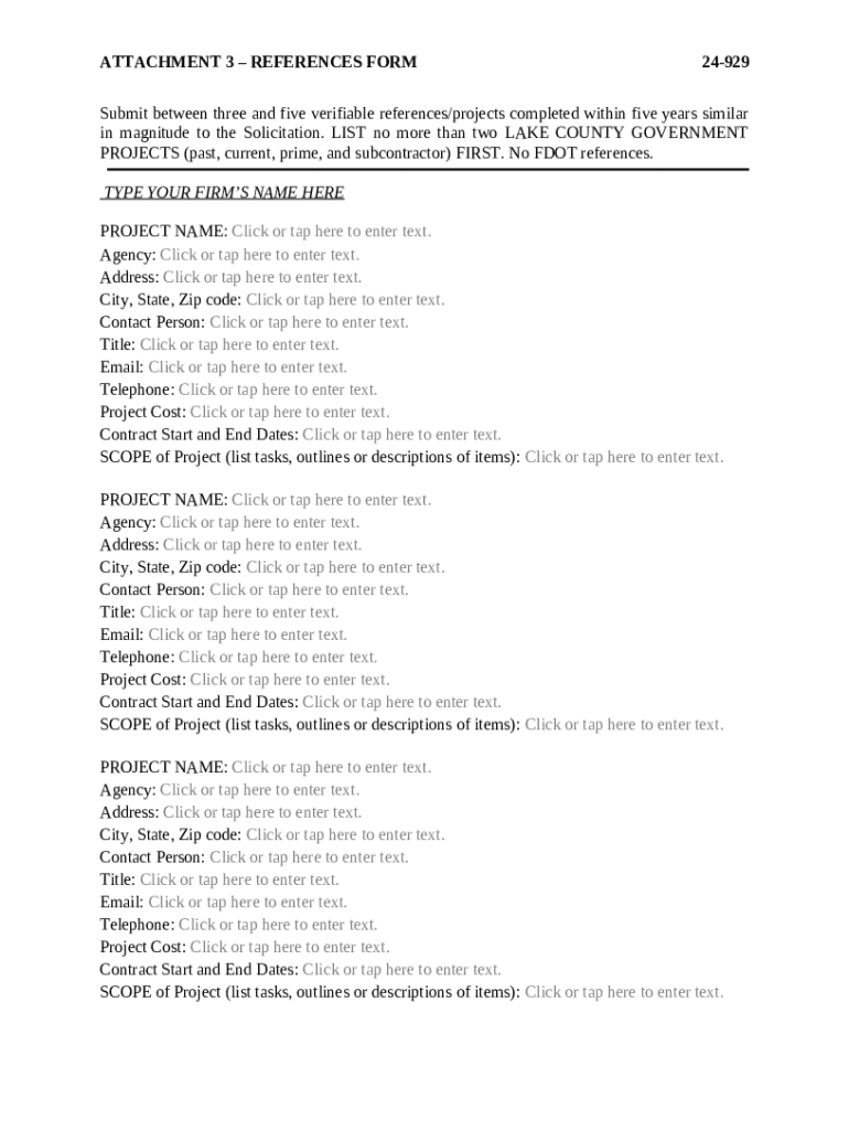 Attachment 3 - References Doc Template | pdfFiller