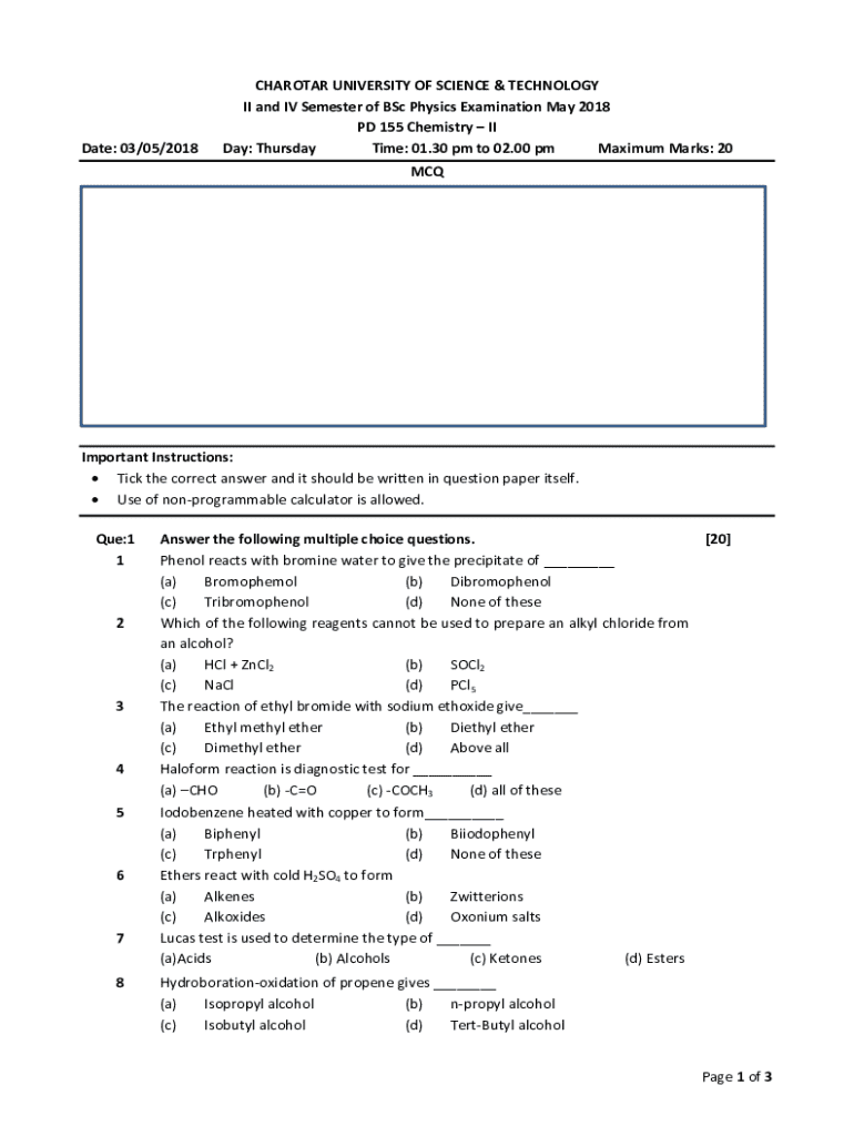 Fillable Online II and IV Semester of BSc Physics Examination May 2018 ...