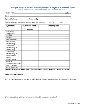 Catalpa Health Intensive Outpatient Program Referral Doc Template ...