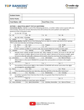 Fillable Online NIFT General Aptitude Test (GAT) Mock Test 2 Student ...