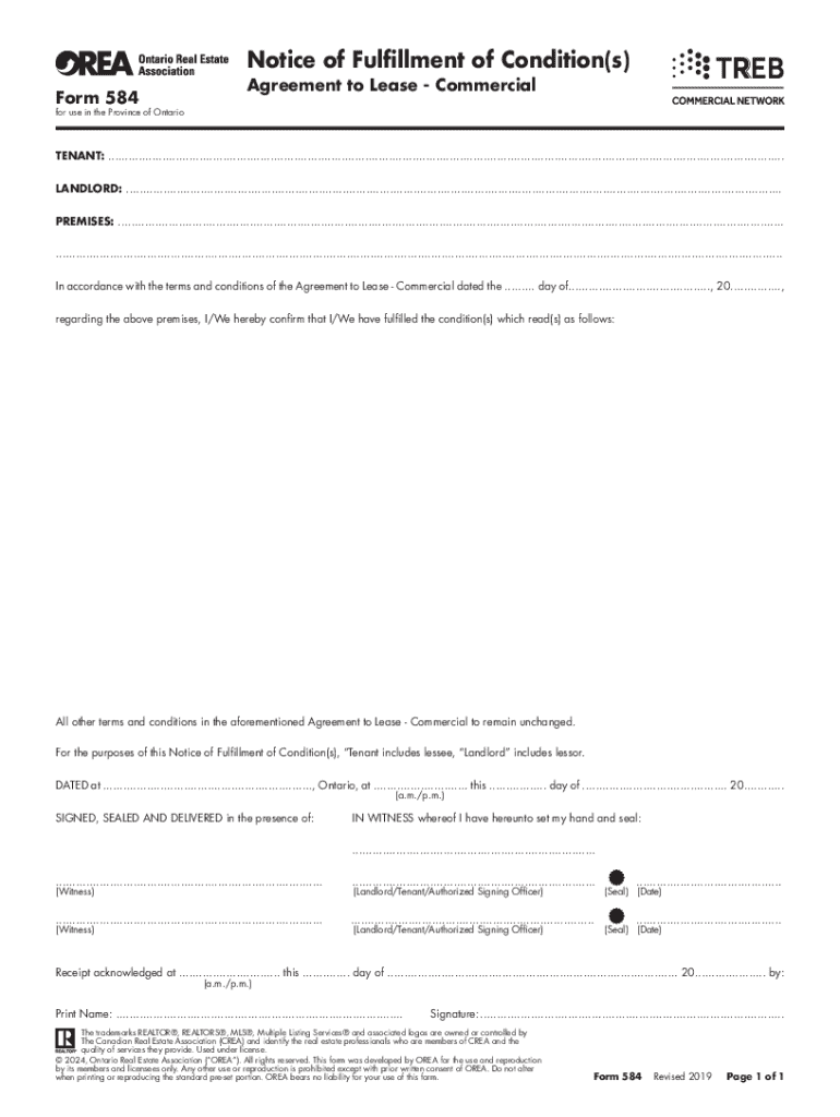 Fillable Online Form 584. Notice of Fulfillment of Condition(s ...