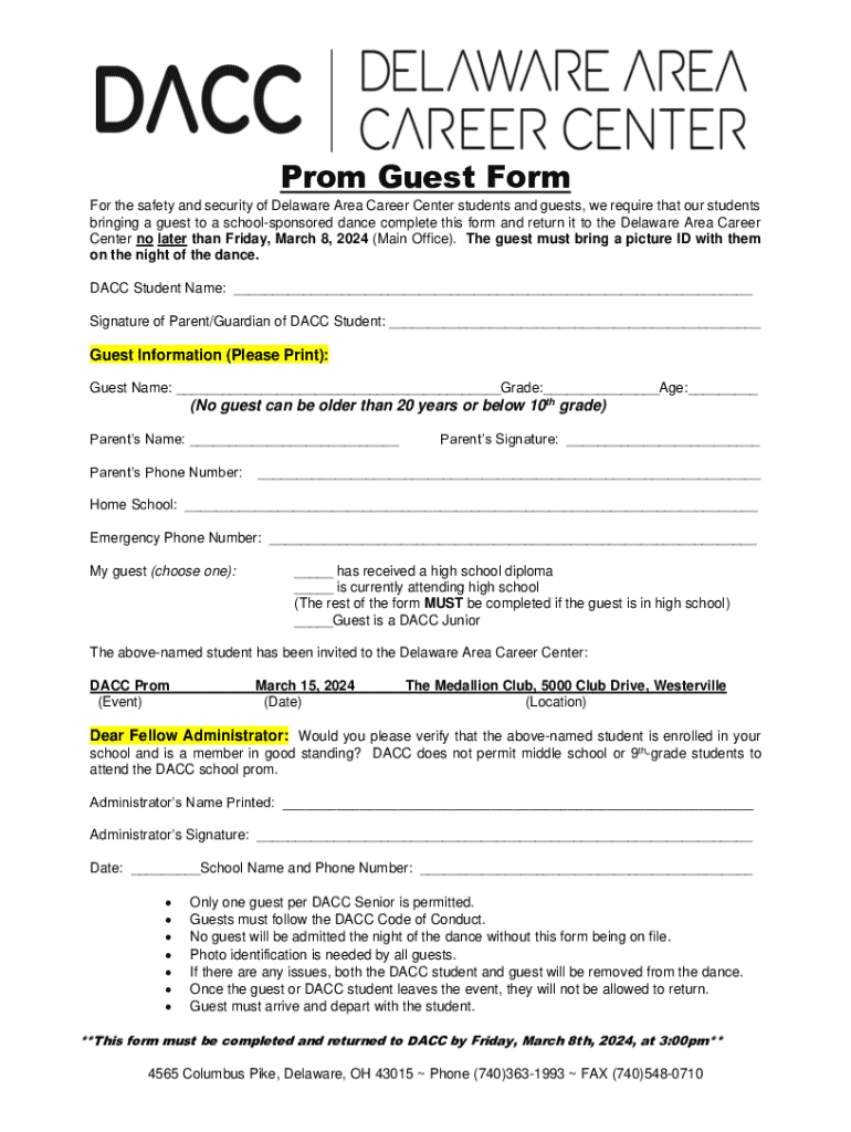 Fillable Online WKHS Dance Guest Permission Form Fax Email Print ...