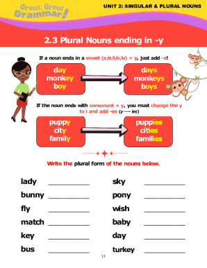 Fillable Online Nouns ending in vowel plus 'y' worksheets Fax Email ...